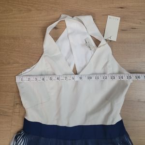 ALLI K | Dresses | Alli K Stripe Ombre Pleated Cutout Back Midi Dress ...